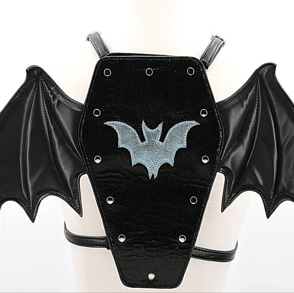 Bat Wing Coffin Gothic Backpack Purse Convertible Two… - Gem